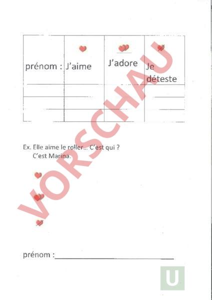 Arbeitsblatt: j'aime, j'adore - Französisch - Wortschatz
