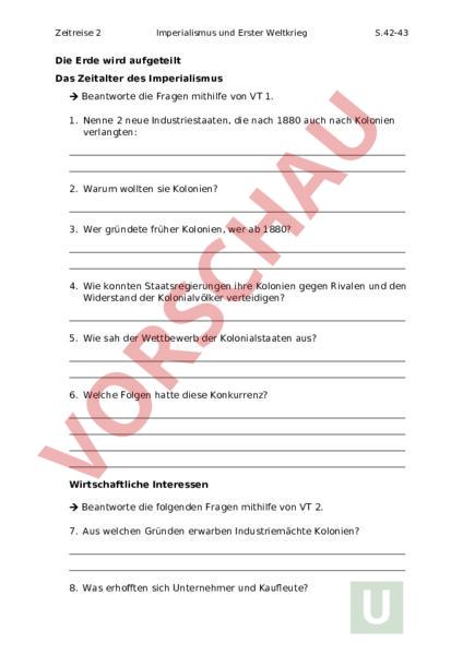 Arbeitsblatt: Die Erde wird aufgeteilt - Geschichte - Neuzeit
