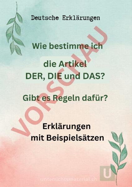 Arbeitsblatt: Die bestimmten deutschen Artikel DER, DIE und DAS ...