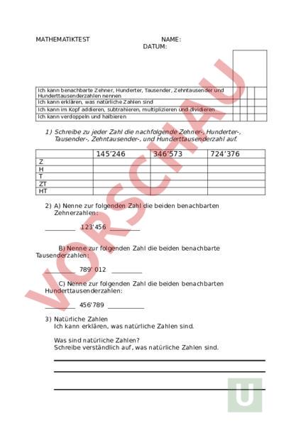 Arbeitsblatt: mathtest - Mathematik - Gemischte Themen