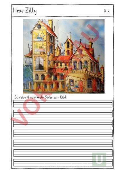 Arbeitsblatt: Sätze zu Bild schreiben, Hexe Zilly - Deutsch - Texte ...