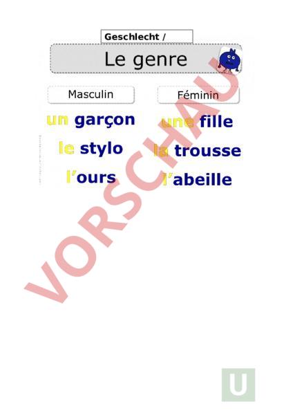 Arbeitsblatt: le genre et le nombre - Französisch - Grammatik