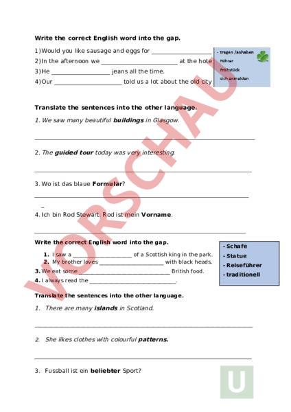 Arbeitsblatt: NW3 U1, training - Englisch - Wortschatz